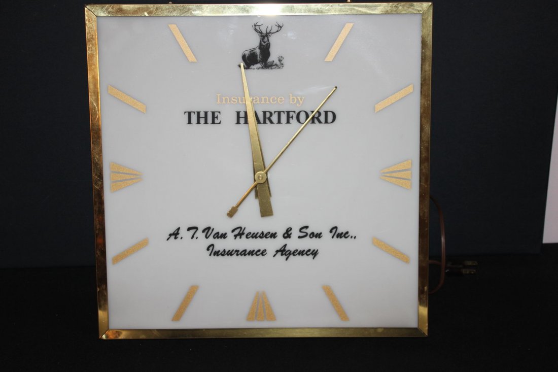THE HARTFORD INSURANCE ADVERTISING CLOCK WORKS GOOD