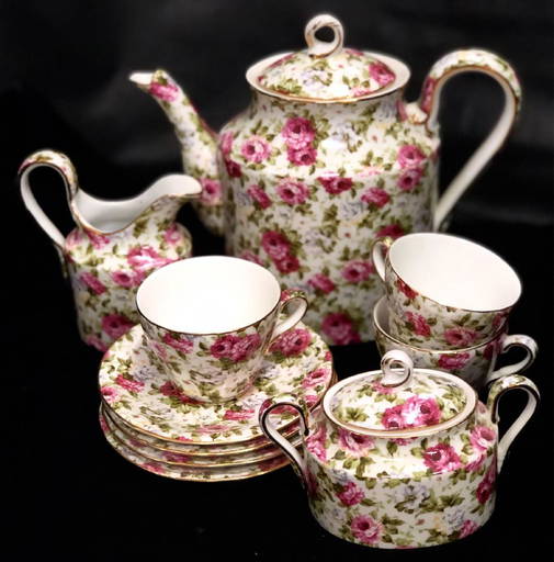 Pink Floral Tea Set