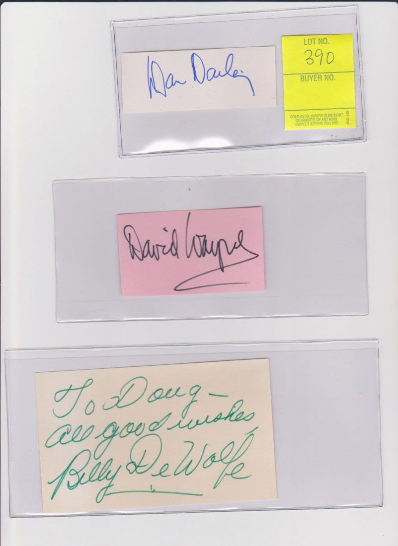390: Collection of 3 Autograph Signatures Including: Da - Oct 01, 2011 ...