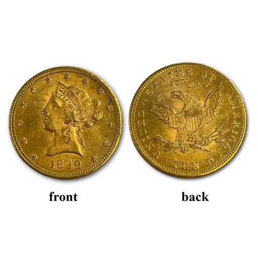 Us Ms Liberty Head $10 Gold Coin 1899 Coin