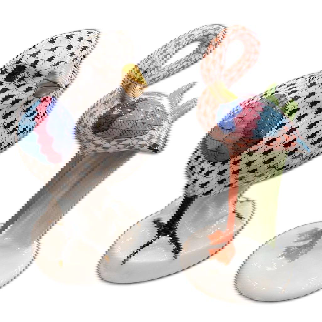 Collection Of Two Herend Fishnet Porcelain Bird Figurines Auction