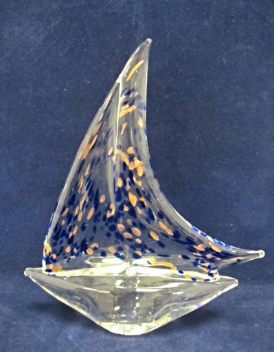 Art Glass Sailboat By Continental Creations, 8" Tall