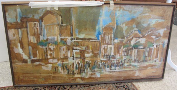 Abstract Building by Gustav Trois, Oil on Panel,