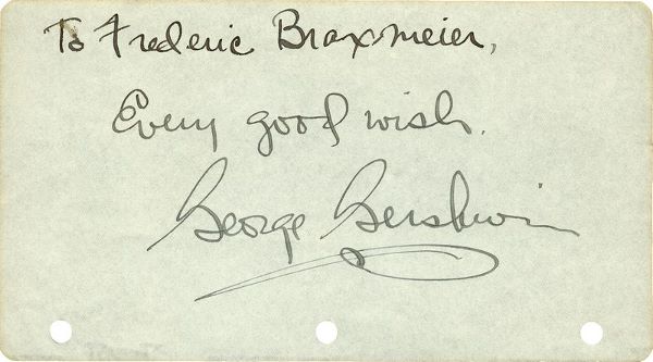 0796: GEORGE GERSHWIN SIGNED SIGNATURE W/SENTIMENT