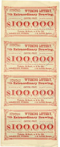 1875 Wyoming Lottery Tickets