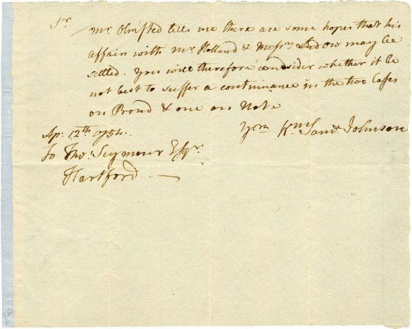 0055: WILLIAM SAMUEL JOHNSON HANDWRITTEN SIGNED LETTER