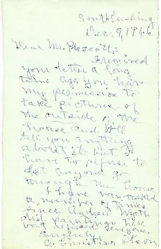 Christina's World Olson Handwritten Letter