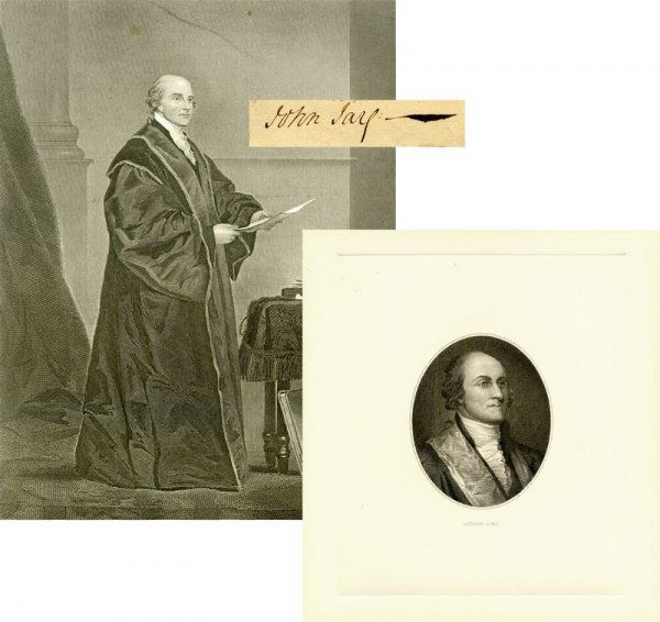 0032: JOHN JAY SIGNED SIGNATURE W/ 2 ENGRAVINGS