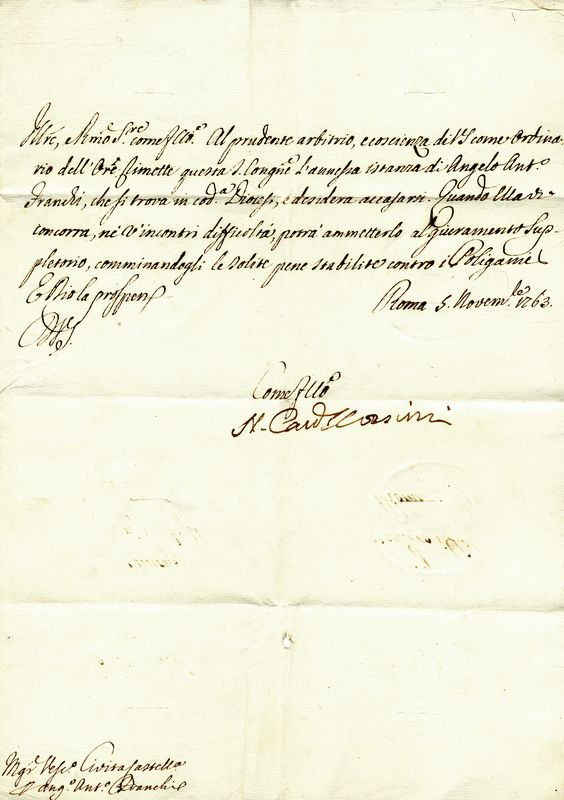 0020: NERI CARDINAL CORSINI SIGNED LETTER
