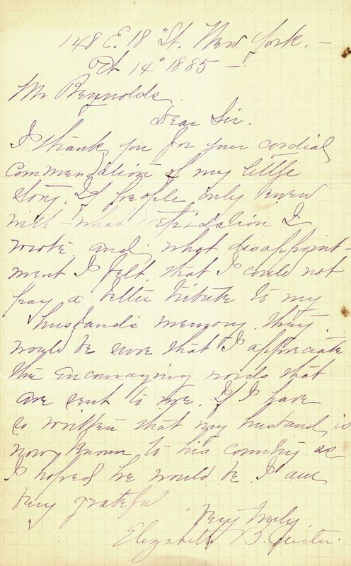 0070: ELIZABETH BACON CUSTER HANDWRITTEN SIGNED LETTER - May 09, 2009 ...