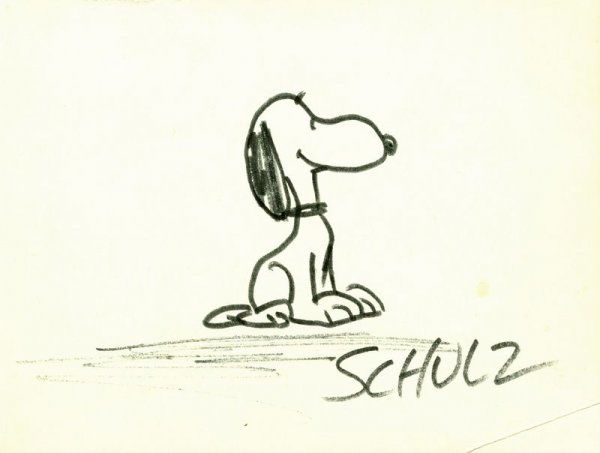 0557: CHARLES M. SCHULZ SIGNED ORIGINAL DRAWING