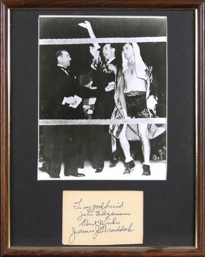 Vintage Jimmy Braddock Signed Card W/pic Display