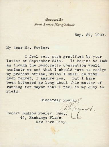 William Gaynor Signed Letter