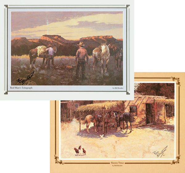 0102: COWBOY ARTIST BILL BENDER SIGNED WESTERN PRINTS