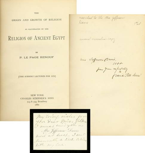 Varina Davis Unsigned Note W/inscribed Book