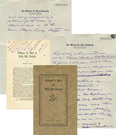 William S Hart Handwritten Letter & Signed Book