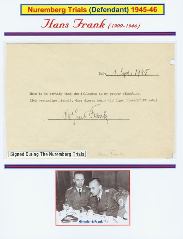 0322: HANS FRANK SIGNED DOCUMENT W/PIC - Jun 24, 2006 | Signature House ...