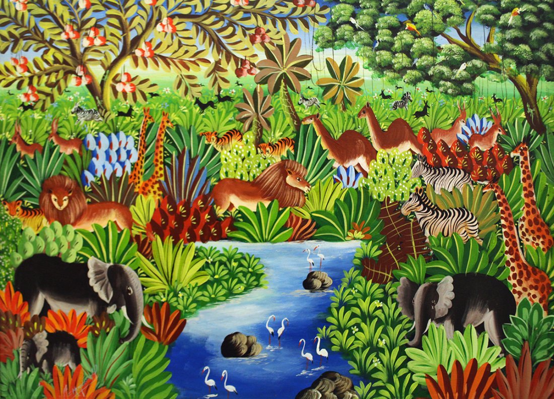 Haitian Animals In The Jungle Painting