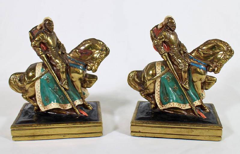 Vintage Marion Bronze Knight Horse Bookends