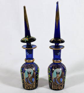 Cobalt Blue Moser Glass Persian Market Dresser Bottle With Portrait ...