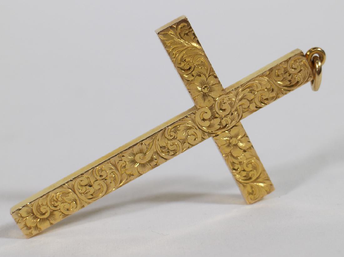 LARGE VICTORIAN 14K GOLD CROSS