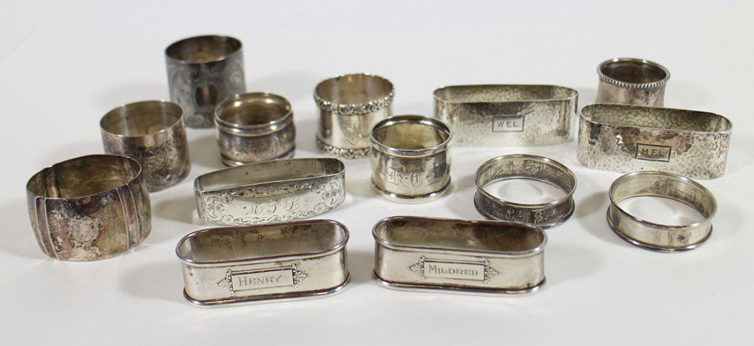 (14) Antique Silver Napkin Rings