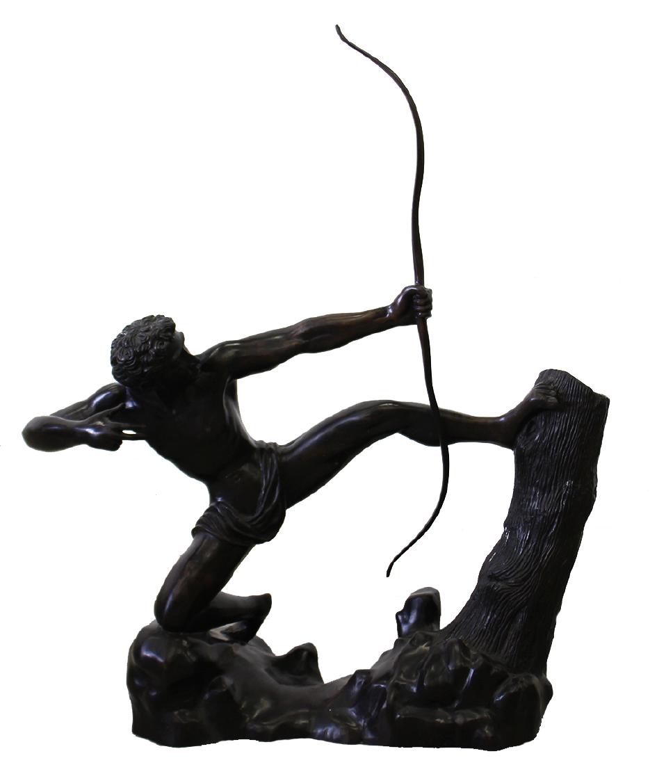 BRONZE STATUE - MAN SHOOTING ARROW