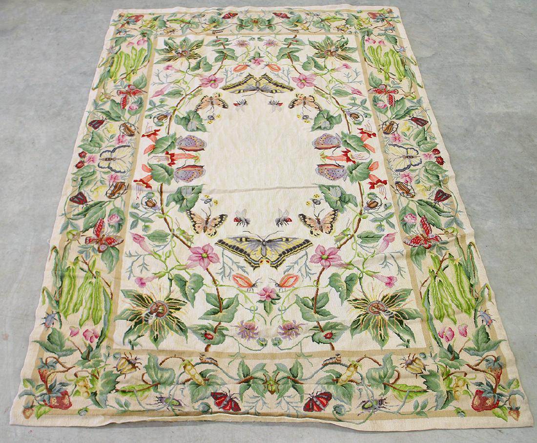 CHINESE AUBUSSON NEEDLEPOINT RUG WITH BUTTERFLIES