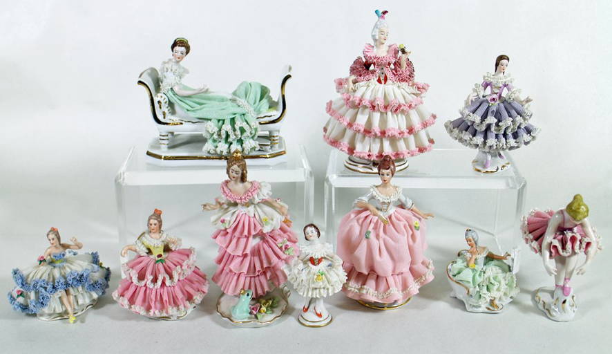 Dresden Lace Dancing Lady Figurines
