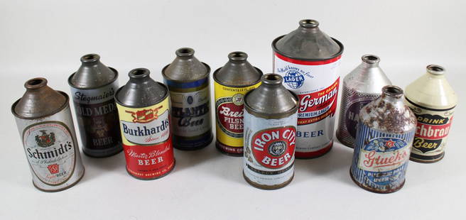 (10) Vintage Cone Top Beer Cans