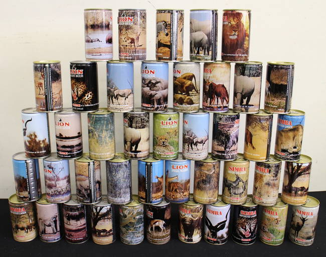 (43) Lion Lager & Samba African Wildlife Beer Cans