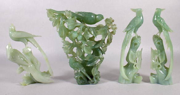 A Vintage Chinese Carved Jade Bird Figurine