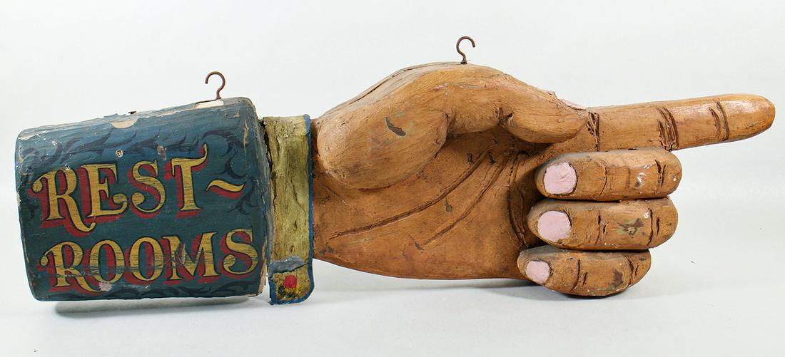 VINTAGE POINTING FINGER RESTROOMS SIGN - May 16, 2020 | Vero Beach ...