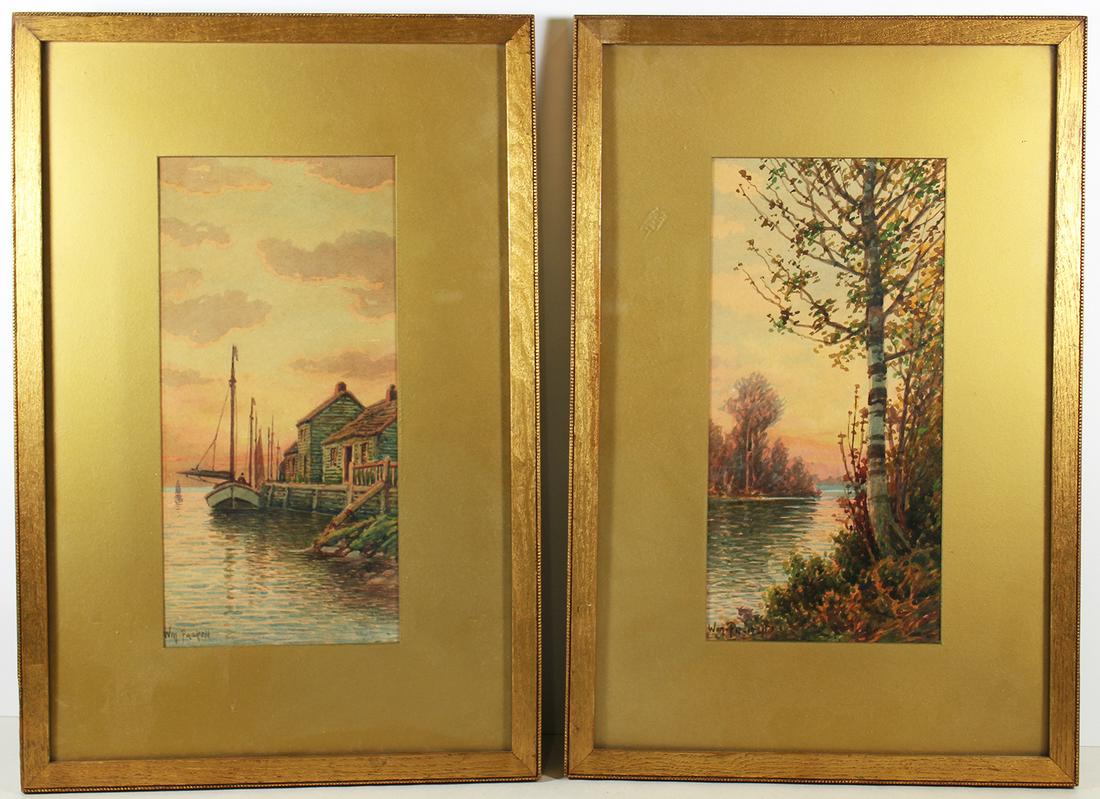 (2) William Paskell Watercolor Paintings
