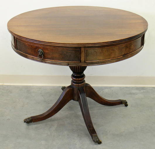 Antique Round Table With Lion Head Accents