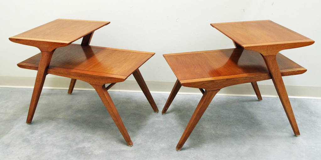 (2) Mid Century Drexel Two Tier Step Tables