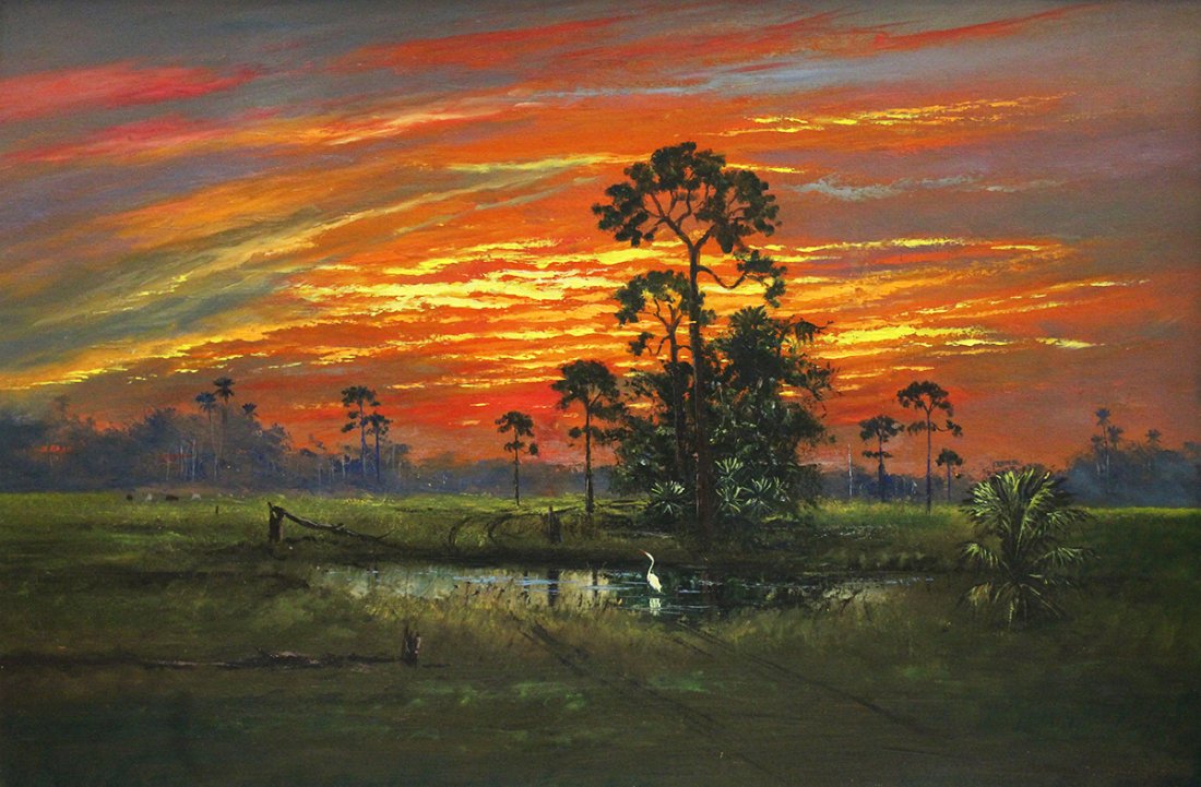 Roy Mclendon Fire Sky Sunset Highwaymen Painting