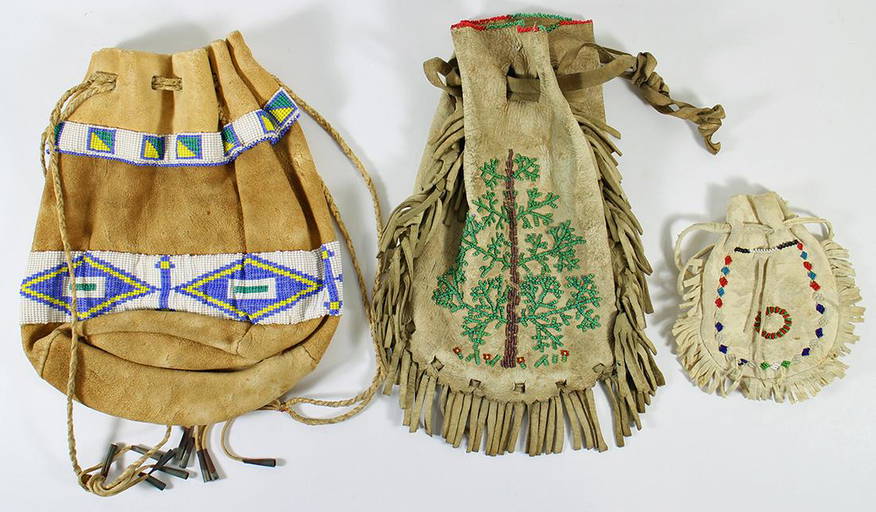 (3) Native American Indian Medicine Pouch Bags