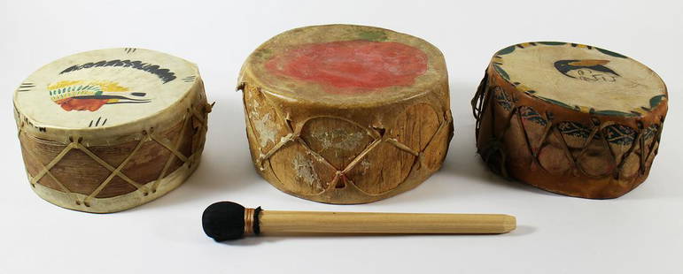 (3) Native American Indian Drums