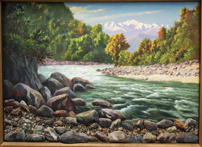 M. SAIN RIVER LANDSCAPE MIXED MEDIA PAINTING (#0034) on Jun 25, 2022 ...