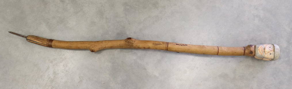 Four Walking Canes Including Carved Signed Seahorse, Signed And Native ...