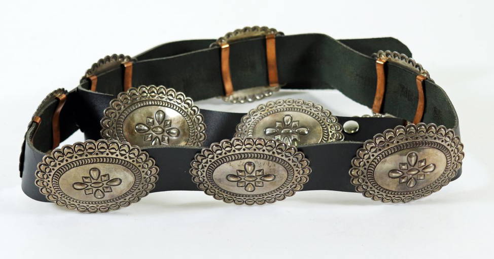 Vintage Native American Sterling Concho Belt