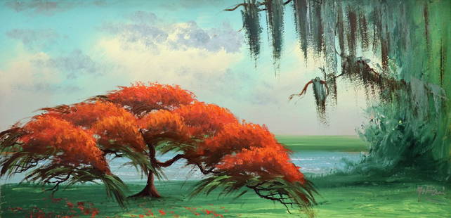 Alfred Hair Florida Poinciana Highwaymen Painting