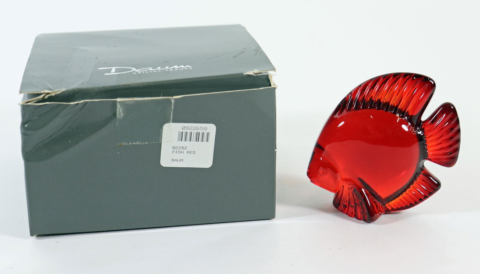 Daum Red Fish Figurine W/ Box