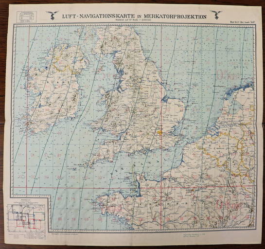 Wwii Luftwaffe Flight Navigation Map 2 Sided