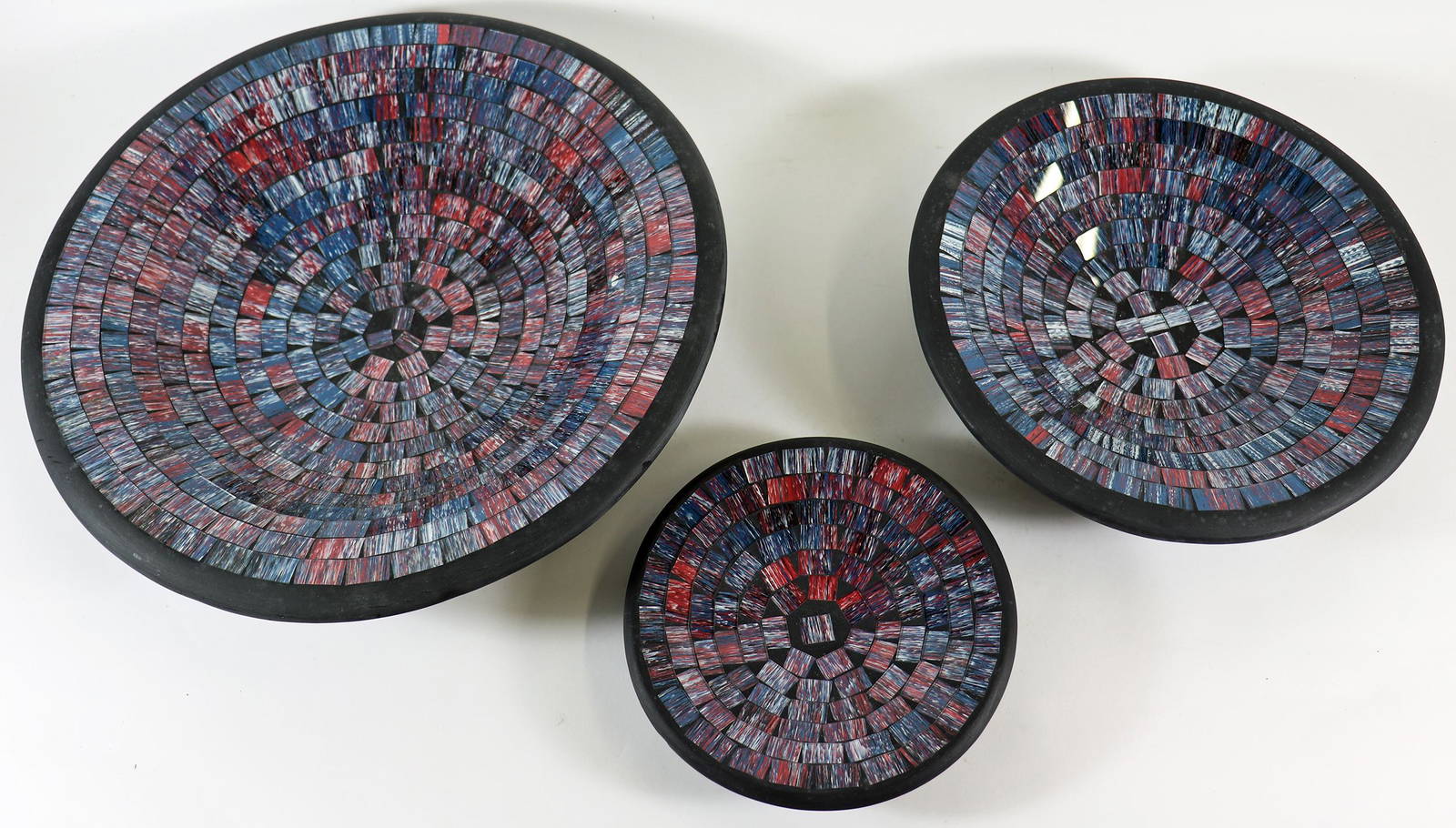 (3) Mosaic Tile Centerpiece Bowls Auction