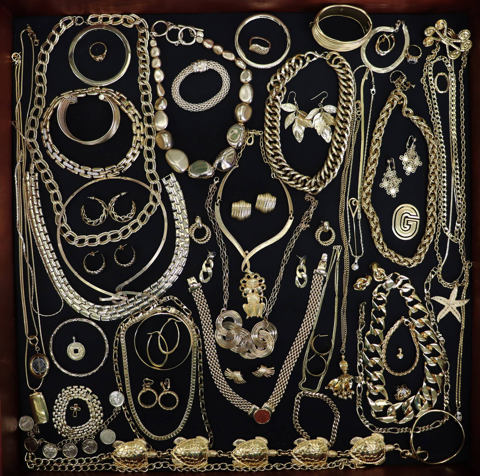 Vintage Gold Tone Costume Jewelry Collection Auction