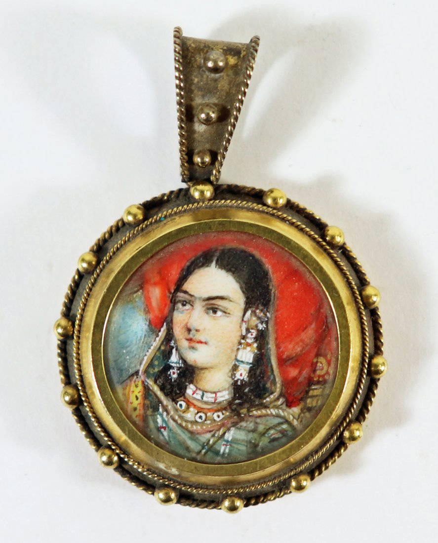 18k Hand Painted Victorian Portrait Locket Auction