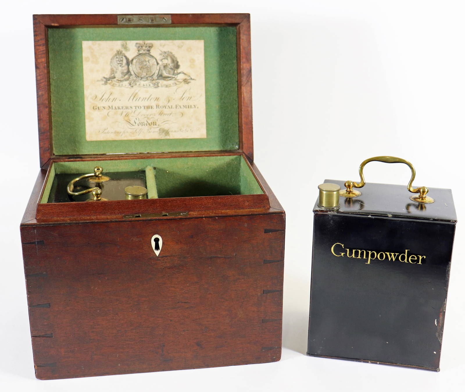 Antique Mahogany Gun Powder Magazine Box Auction