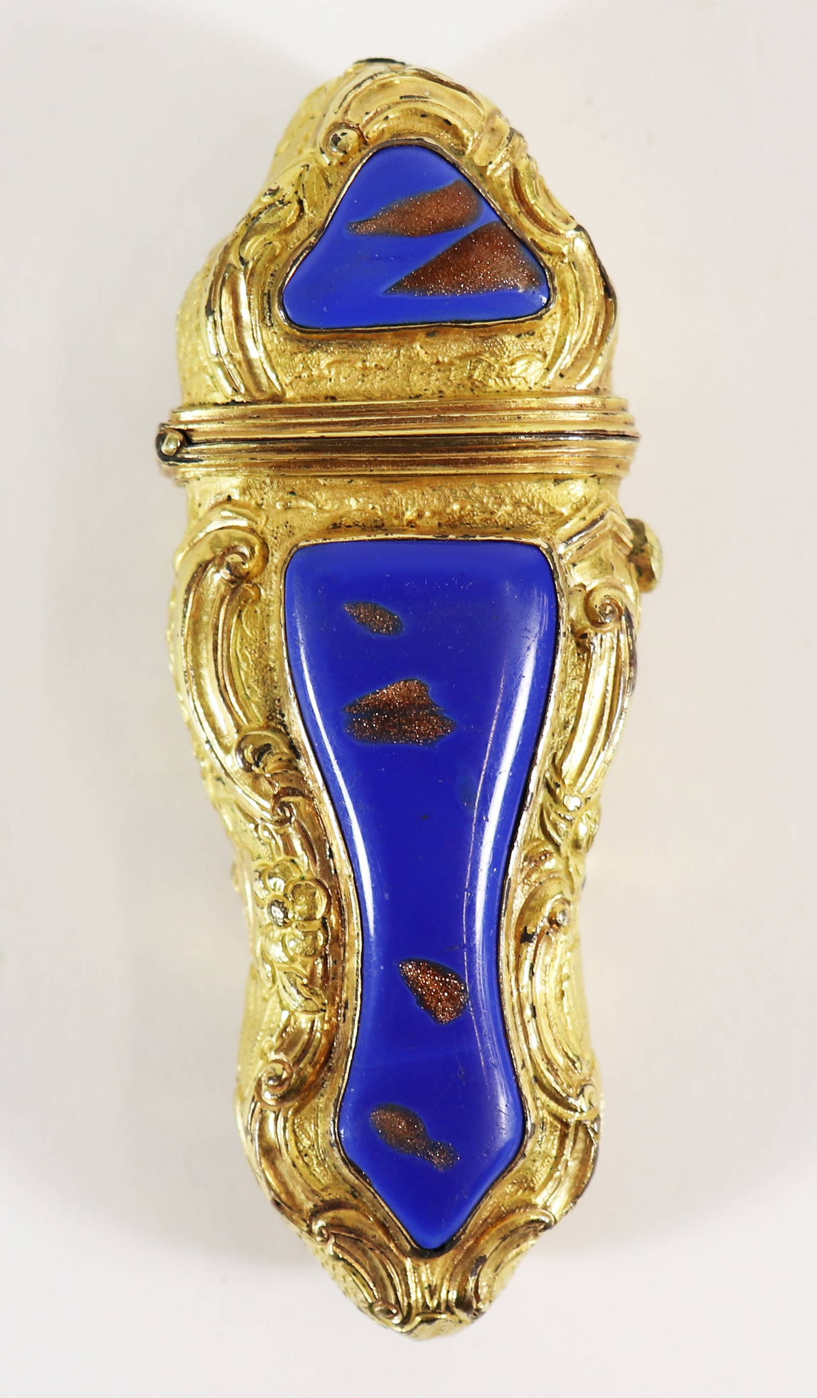Antique Gold Repousse Lapis Sewing Etui Auction